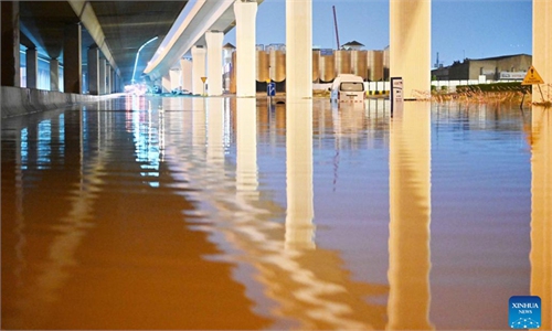 Streets flooded in Capital Governorate, Kuwait - Global Times