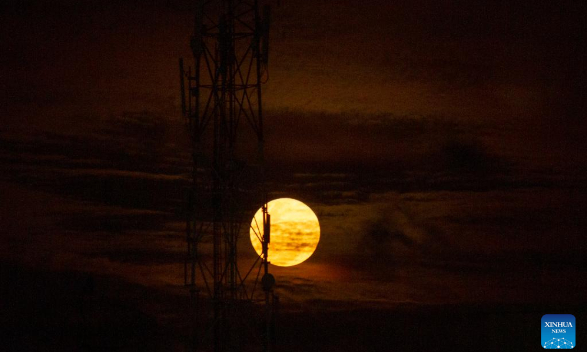Full moon seen in sky over Lhokseumawe, Indonesia - Global Times