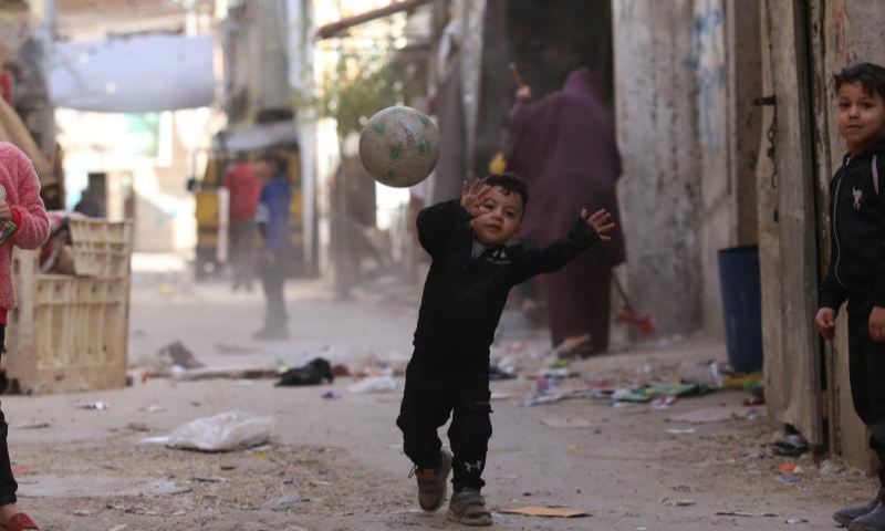 Children play at Balata refugee camp in West Bank on Palestinian Children's Day - Global Times