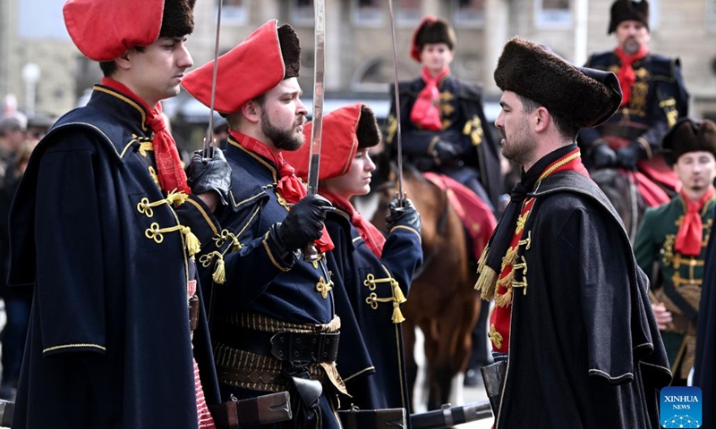 Soldiers take part in guard exchanging ceremony in Zagreb, Croatia ...