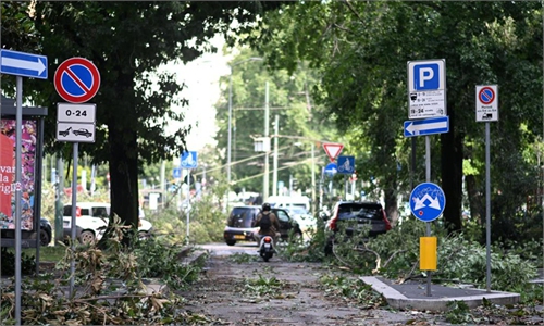 In pics: aftermath of thunderstorms in Milan - Global Times