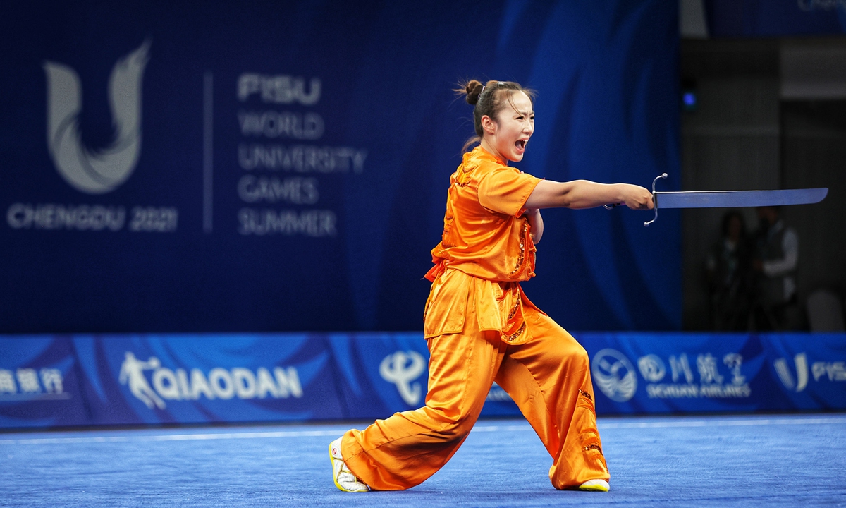 Chinese Wushu athlete Song Cuifang wins gold medal at Chengdu ...
