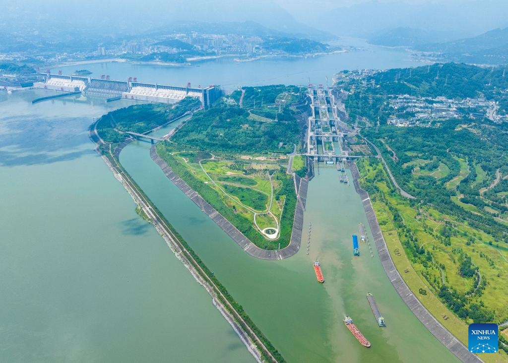 Monthly cargo throughput via five-tier ship locks at Three Gorges Dam ...