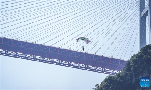 2023 Int'l High Bridge Extreme Sports Invitational Tournament held in Liupanshui, SW China ...