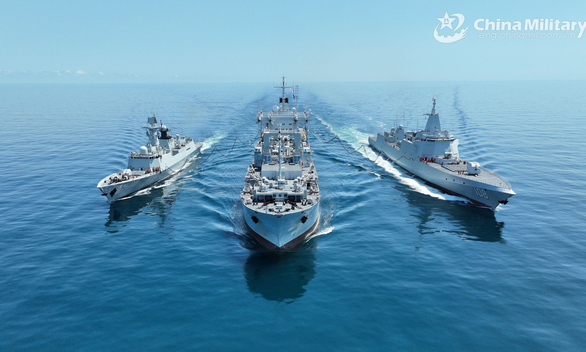 Naval vessels in underway replenishment-at-sea - Global Times
