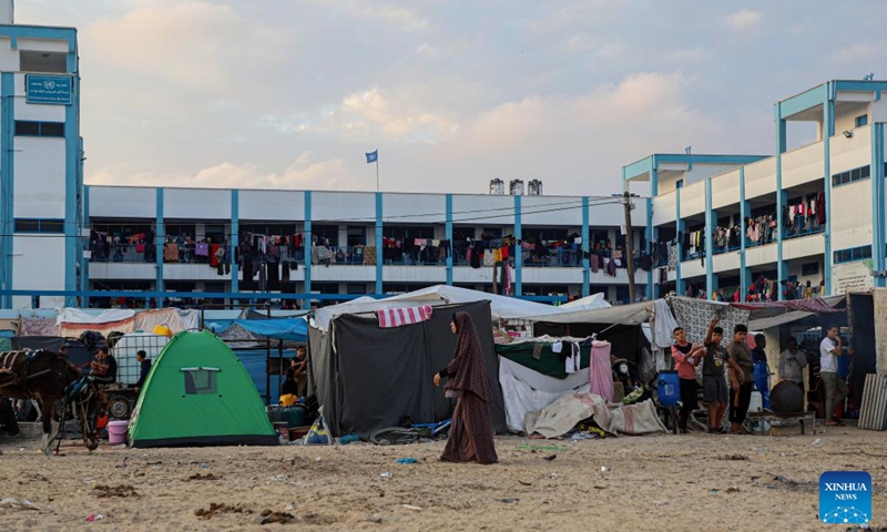 Displaced people at temporary shelter in southern Gaza Strip - Global Times
