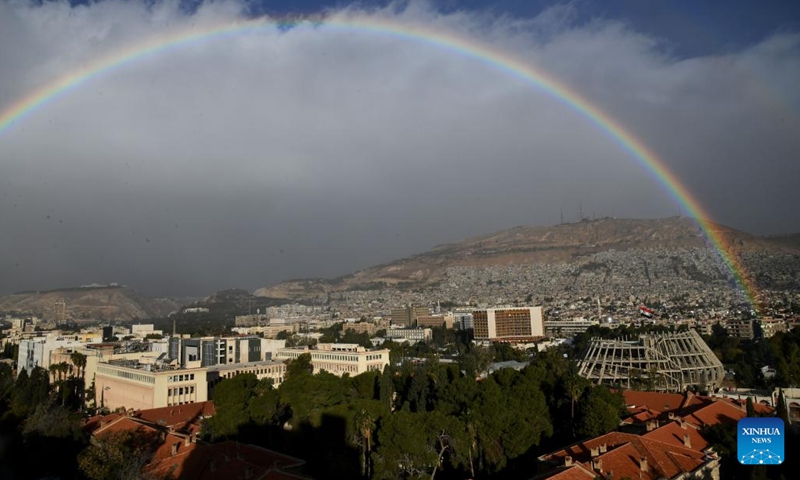 Rainbow seen after rainfall in Damascus, Syria - Global Times