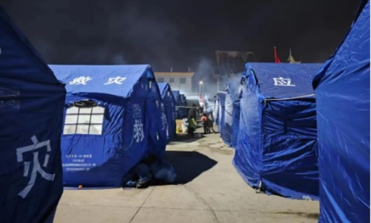 Earthquake survivors face cold nights in warm tents - Global Times