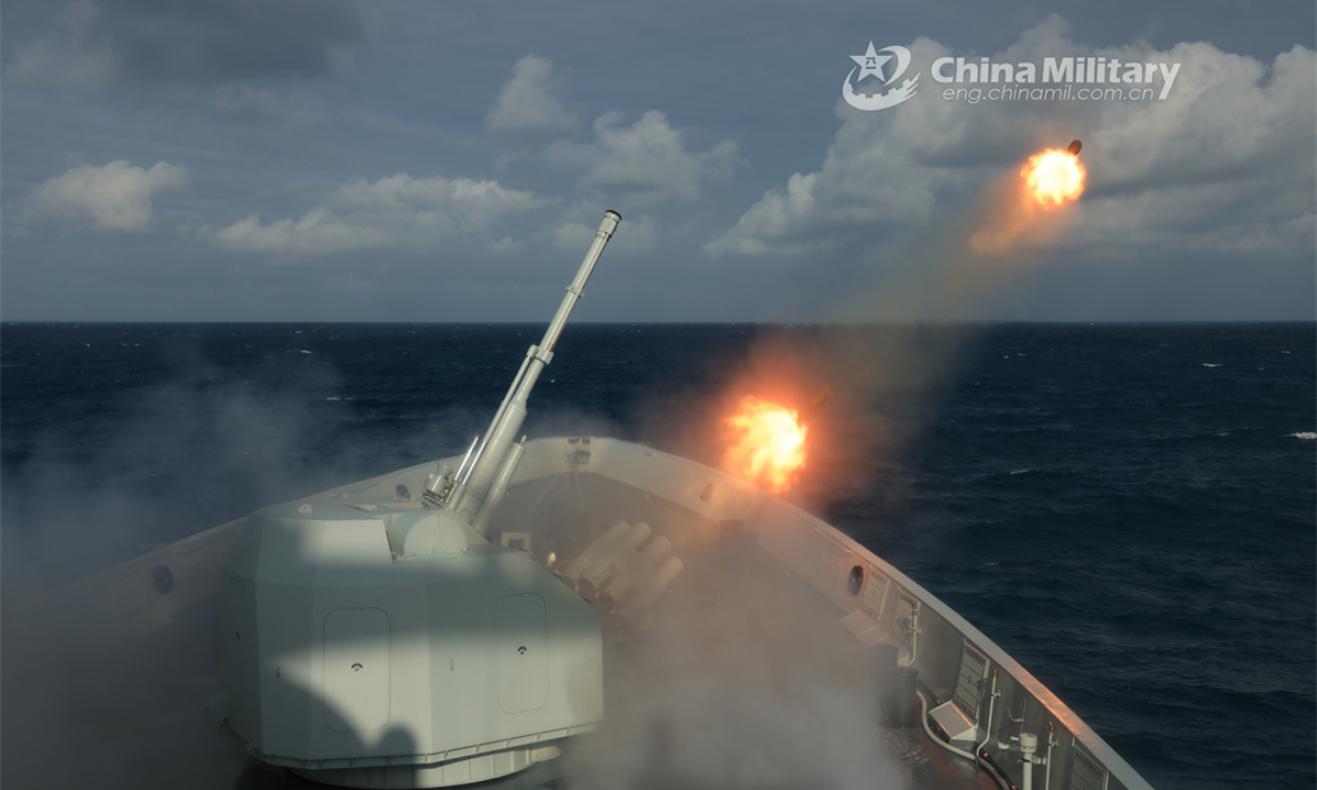 Frigate fires in live-fire training - Global Times