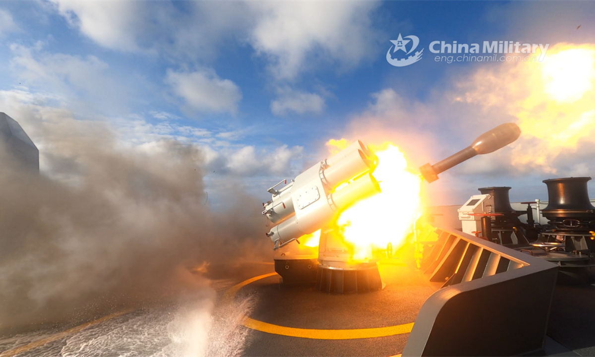 Frigate fires in live-fire training - Global Times