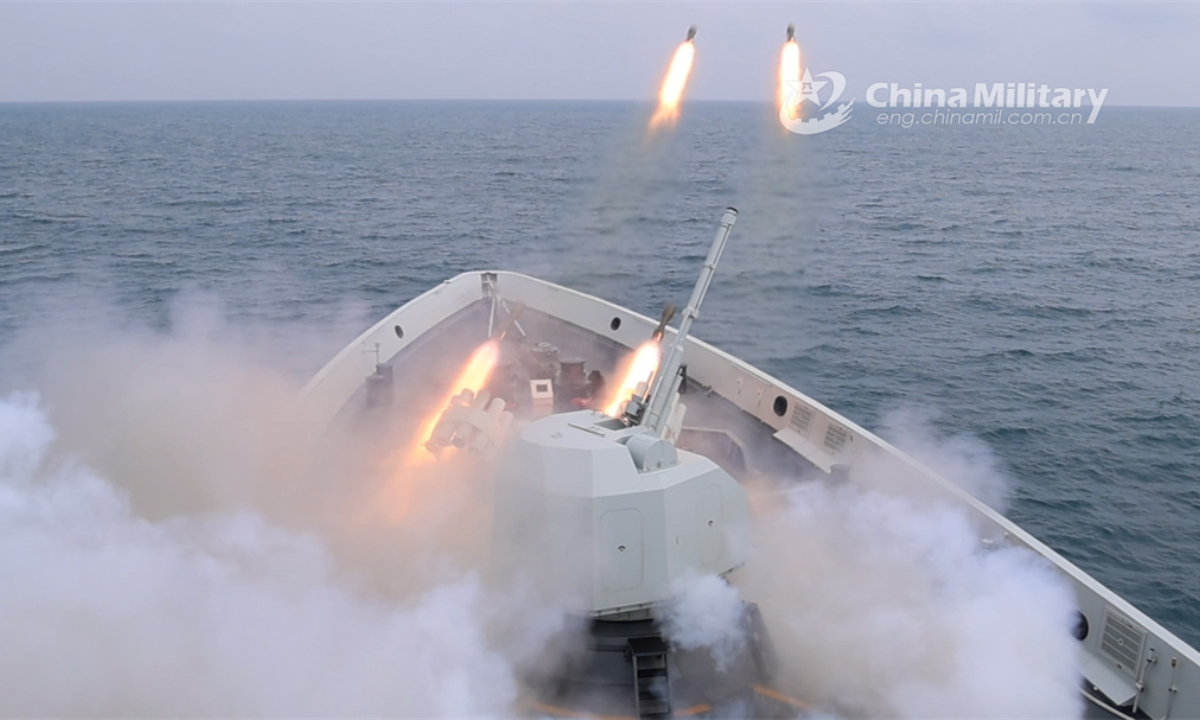 Frigate fires in live-fire training - Global Times