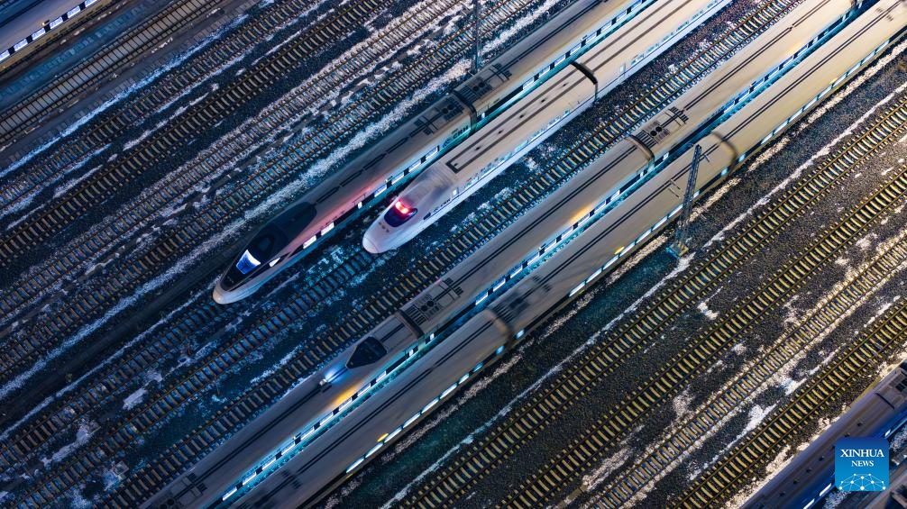 Bullet trains at maintenance station in China's Guizhou - Global Times