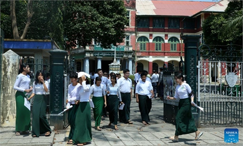 Students sit for matriculation exam in Myanmar - Global Times