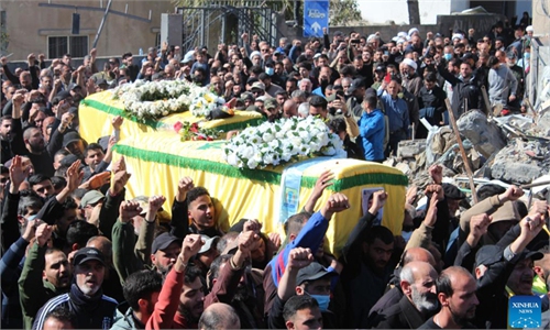 People attend funeral procession in Lebanon - Global Times