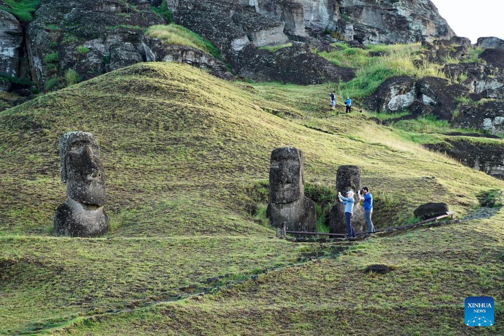 Moai stone statues on Easter island of Chile - Global Times