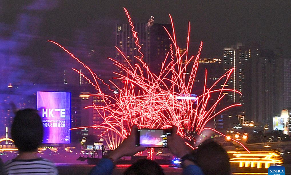 Firework show at Victoria Harbor in Hong Kong - Global Times