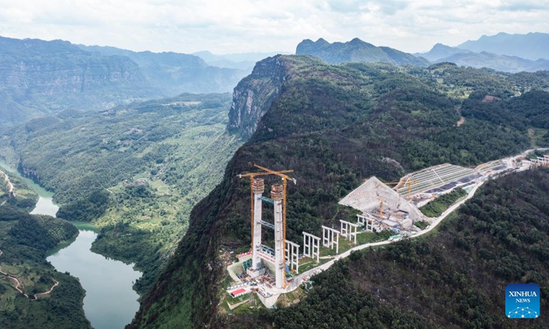 Tianmen grand bridge under construction in China's Guizhou - Global Times