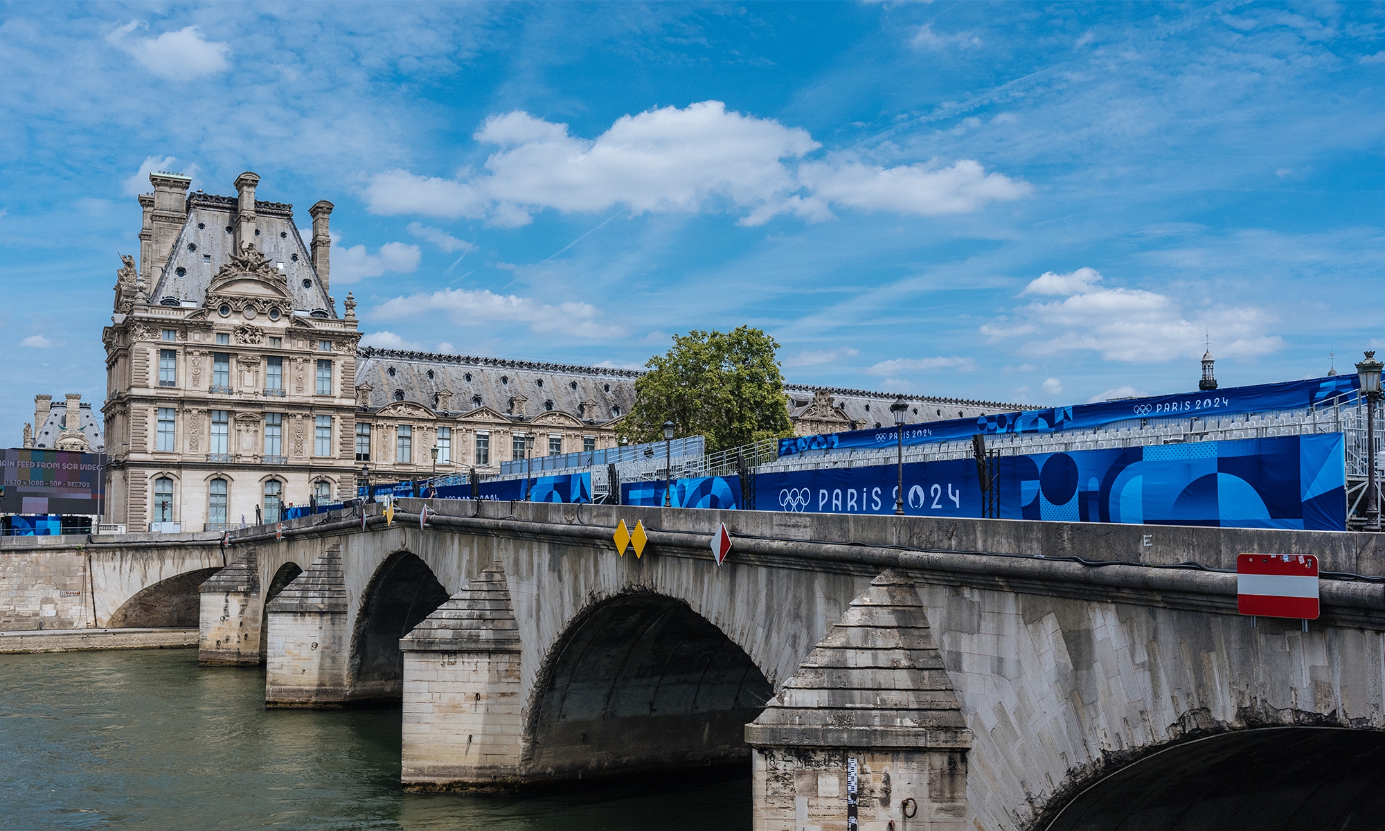 Seine River in preparation for the opening ceremony of the Paris ...