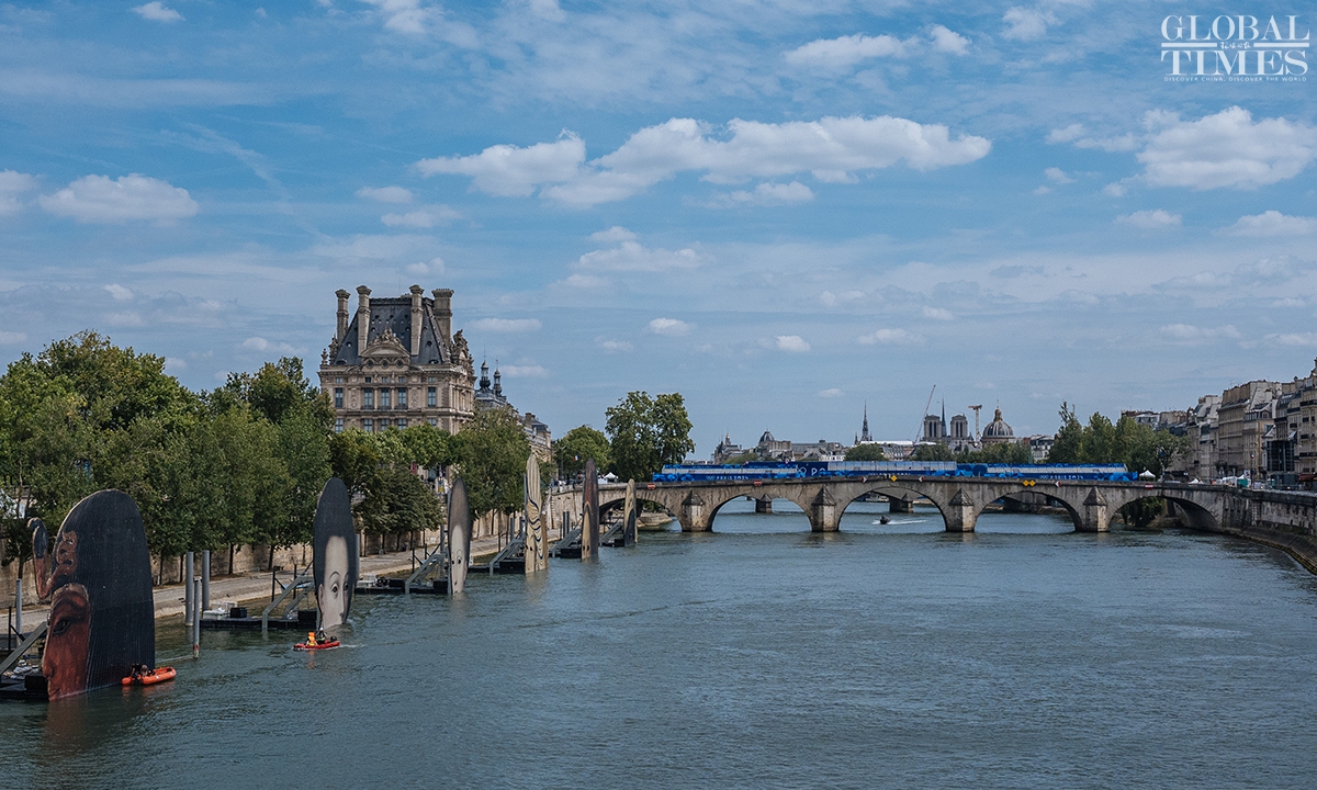 Seine River in preparation for the opening ceremony of the Paris ...