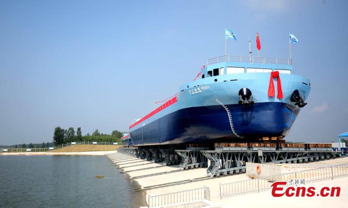 New energy smart cargo ship unveiled in Shandong - Global Times