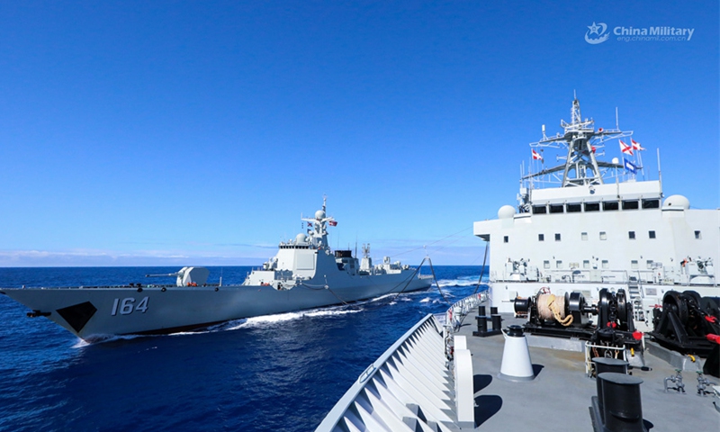 Comprehensive supply ship Luomahu conducts replenishment-at-sea - Global Times