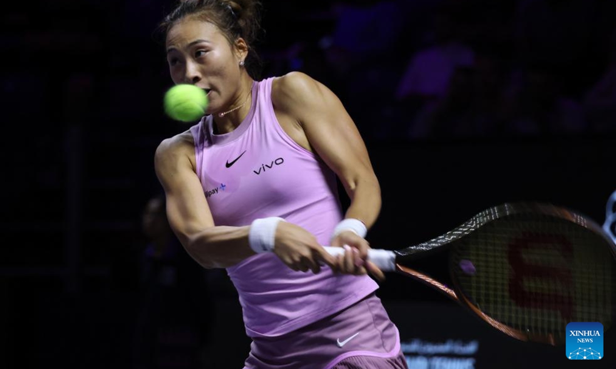 Zheng Qinwen defeats Rybakina to claim her first win at WTA Finals - Global Times