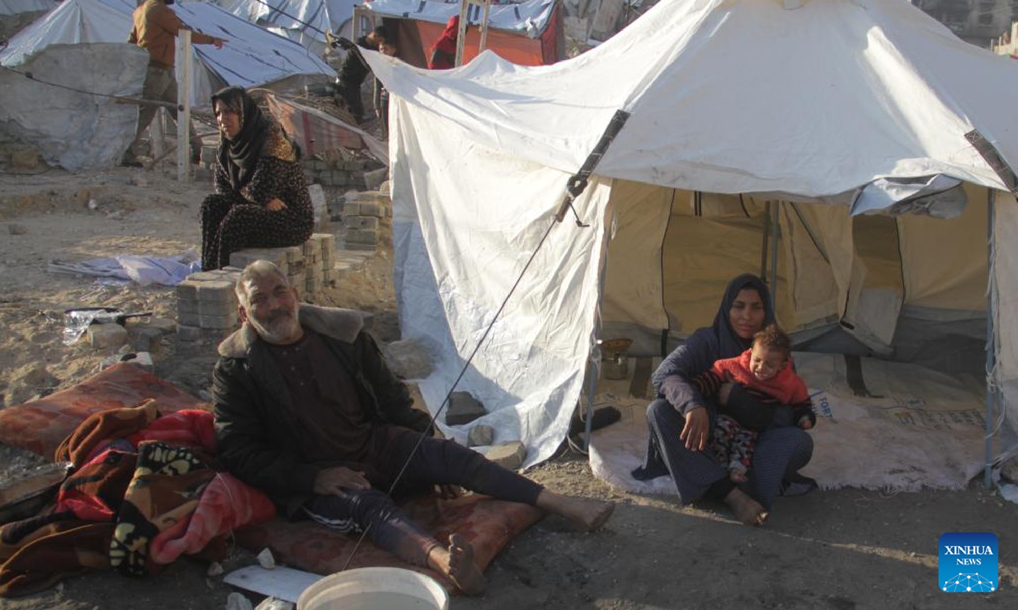Displaced Palestinians at temporary shelter in Gaza City - Global Times