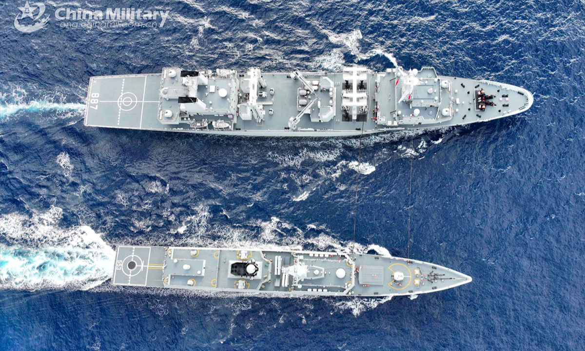 Naval vessels conduct replenishment-at-sea - Global Times