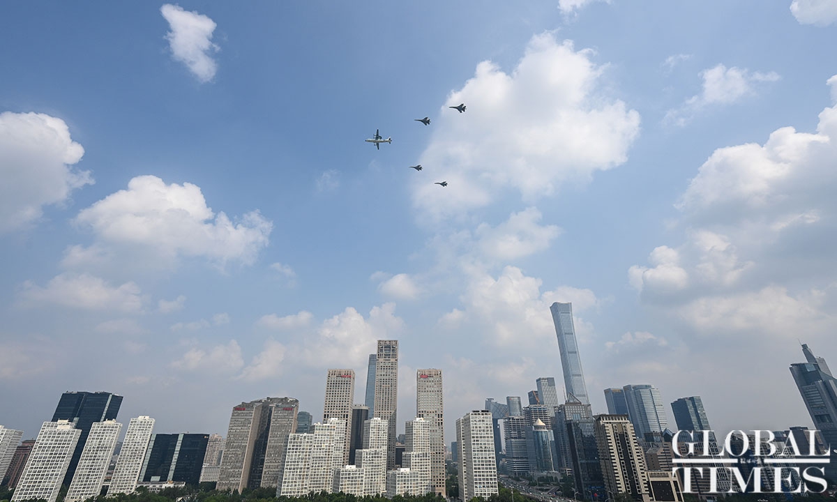 Chinese PLA air echelons fly over Beijing’s central business district ...